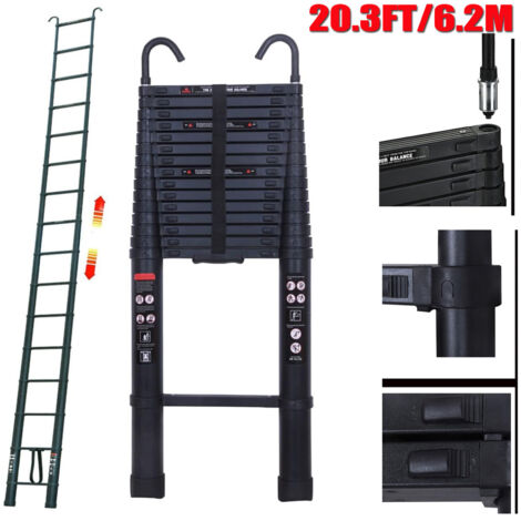 Ausziehbar 6.2m 20.3FT Leitern Aluleiter Teleskopleiter Mit 2X ...