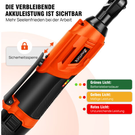 2 Akkus Akku Ratsche 360Nm Ratschenschlüssel 3/8'' Elektrische ...