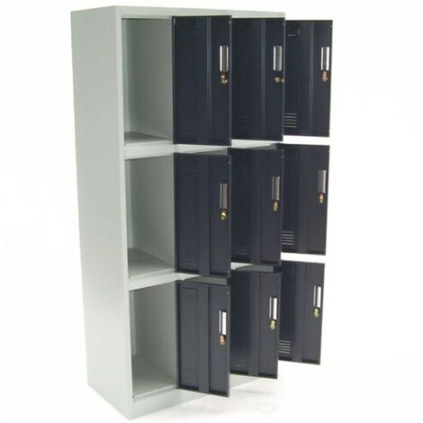 Spind 9-Fächer Neunerspind Garderobenschrank Umkleidespind Metall ...