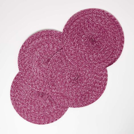 HOMESCAPES Pink Handwoven Round Placemats Set of 4