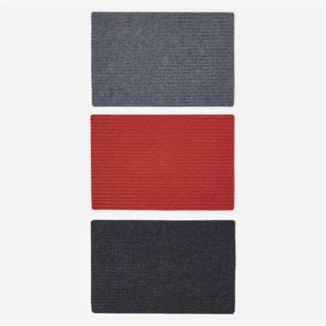 HOMESCAPES Set of 3 Ribbed Door Mats, 40 x 60 cm
