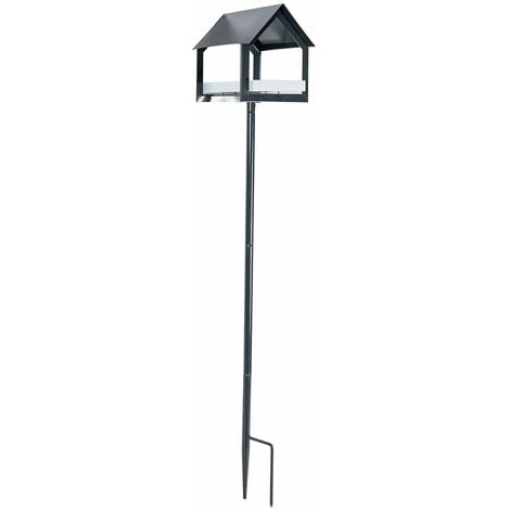 HOMESCAPES Black Standalone Metal Bird Table, 1.3m Tall