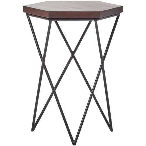 HOMESCAPES Orion Hexagon Side Table, Dark