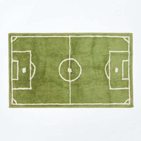 HOMESCAPES Cotton Tufted Washable Football Pitch Kids Rug