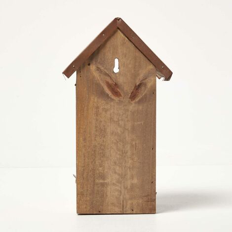 HOMESCAPES Real Wood Great Tit Bird Box House with Copper Roof