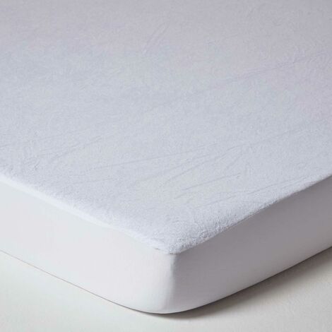 HOMESCAPES Terry Towelling Waterproof Mattress Protector, Euro 160 x 200 cm