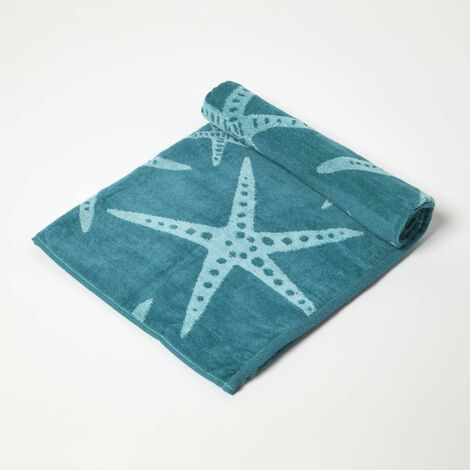 HOMESCAPESBlue Starfish 100% Recycled Cotton Beach Towel