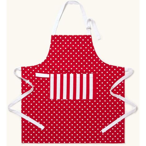 HOMESCAPES Red Polka Dot Cotton Apron