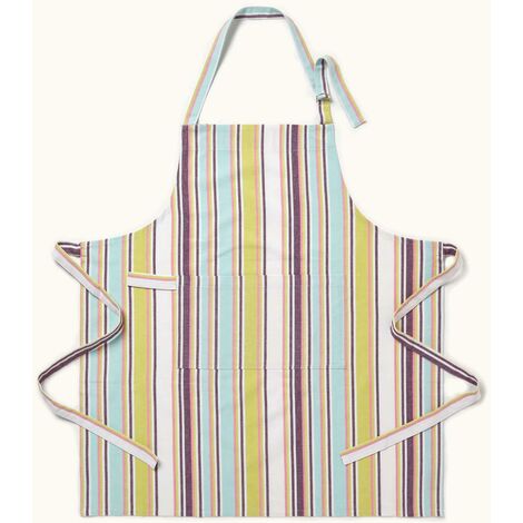 HOMESCAPES Osaka Green Stripe Cotton Apron