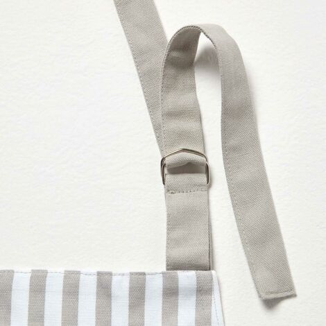 HOMESCAPES Grey Stripe Cotton Apron
