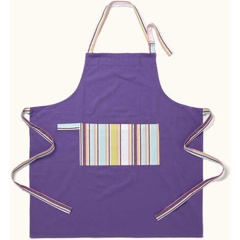 HOMESCAPES Osaka Purple Stripe Cotton Apron