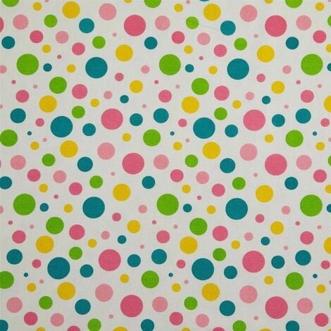HOMESCAPES Pure Cotton Multi-Colour Polka Dots Fabric 150cm Wide
