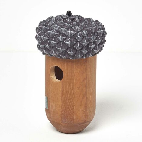 HOMESCAPES Real Wood Acorn Bird Box