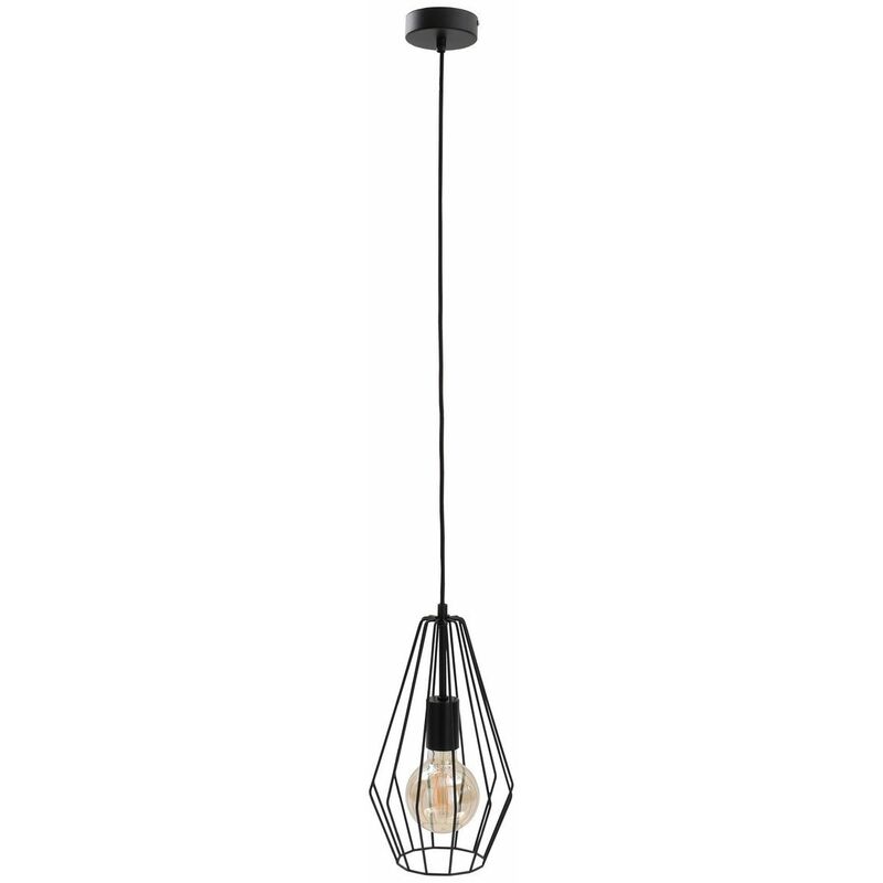 Keter Lighting - 435 Lex Wire Frame Suspension Plafonnier Noir, 19cm ...