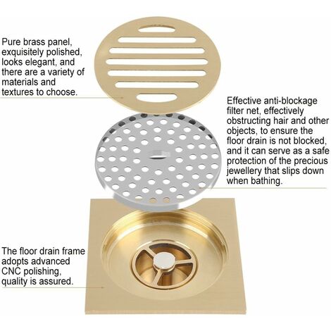 Siphon de douche Drain de plancher en laiton Drain de sol Insert de ...