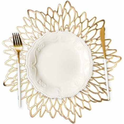 Set de Table Rond évidé, 6 pièces Set de Table doré métallisé Set de ...