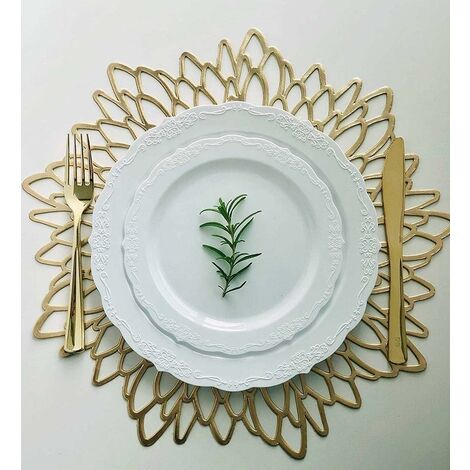 Set de Table Rond évidé, 6 pièces Set de Table doré métallisé Set de ...