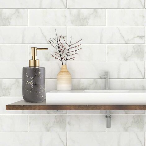 Distributeur de savon 300 ml Texture marbre Céramique Pompe de savon ...