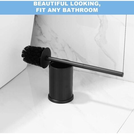 Brosse WC noire, brosse WC et support court noir en aluminium pour salle de bain (Noir)-Fei Yu