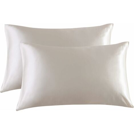 2 taies d'oreiller en satin 50 x 75 cm (blanc)-Fei Yu