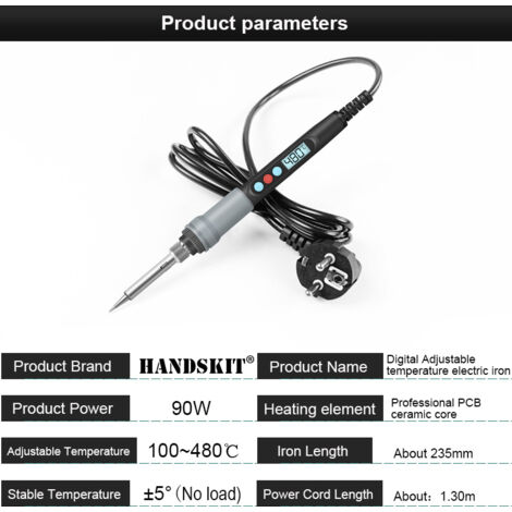 Fer à souder électrique à affichage numérique 90 W, réglage de la température constante, fer à ...