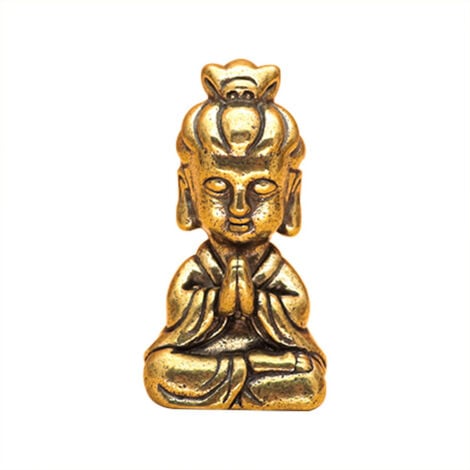 1 mini statue de décoration de bureau en laiton de Bouddha Guanyin