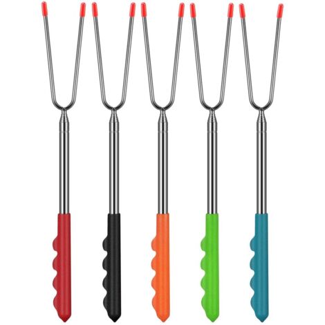 Fourchette à barbecue télescopique en acier inoxydable 304