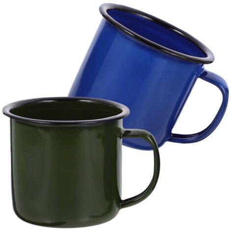 Lot de 2 tasses en émail coloré avec couvercle, tasse à café, tasse à ...