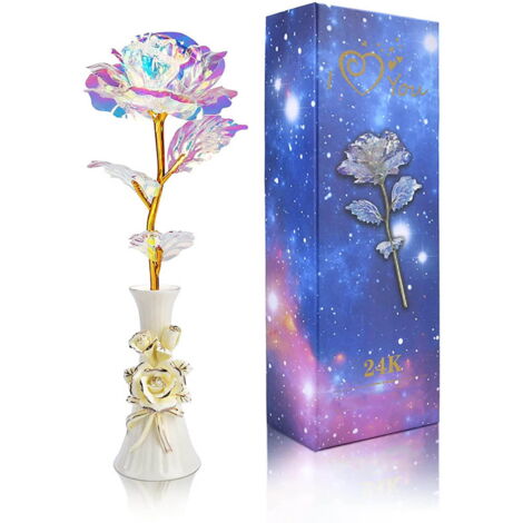 Rose trempée dans l'or, longue tige, véritable rose trempée dans l'or ...