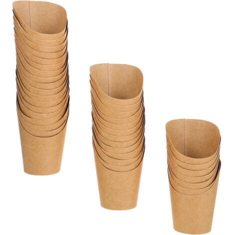 Lot de 100 gobelets à frites en papier kraft, gobelets à frites en ...