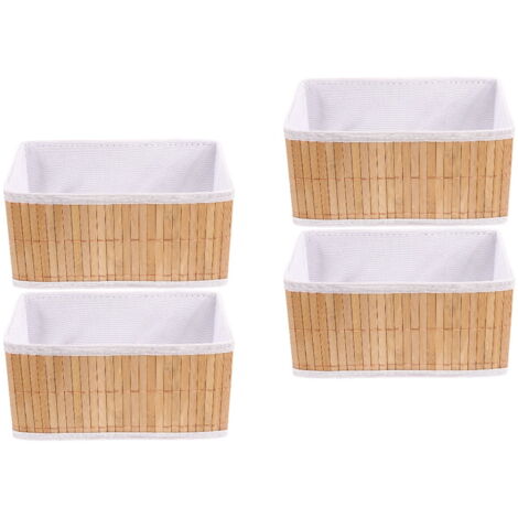 Lot de 4 paniers de rangement pratiques en bambou pour bureau