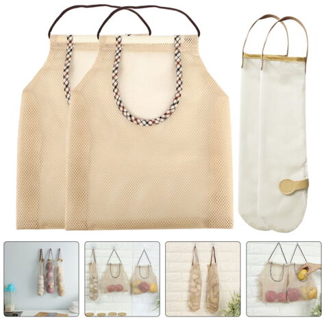 Lot de 4 sacs en filet pour la cuisine, sac de rangement pour l'ail ...