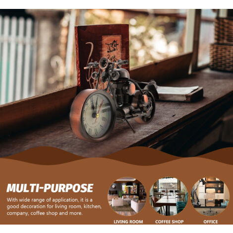 Ornement d'horloge vintage en fer forgé pour moto