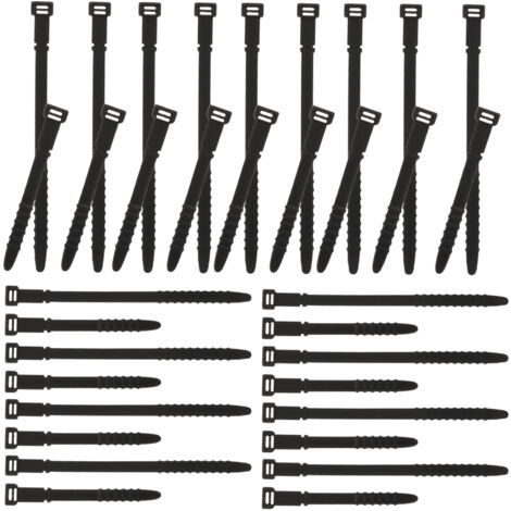 Lot de 40 attaches en silicone pour câbles et attaches de câbles Noir