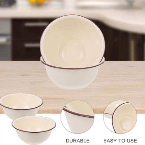 Bol en émail rétro Bol à nouilles en émail Bassin profond Bol en émail ...