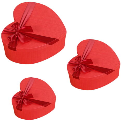 Lot de 3 boîtes cadeaux en forme de cœur rouge pour la Saint-Valentin ...