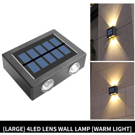 Lot de 2 appliques murales solaires à LED, lampes murales de sécurité extérieures haut et bas ...