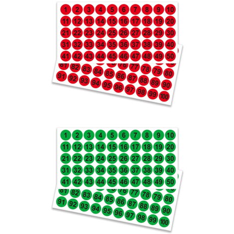 Autocollants numérotés de 1 à 100, étiquettes rondes colorées ...