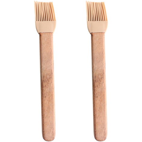 Lot de 2 pinceaux à barbecue à manche plat en bois et silicone pour ...