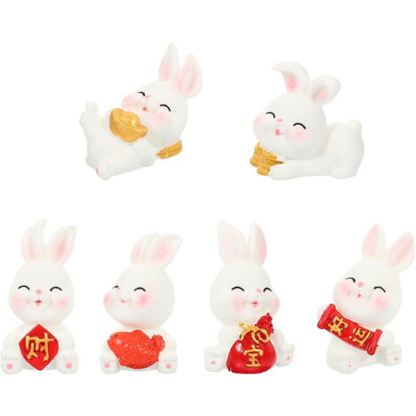 Lot de 6 mini statues de lapin en résine pour micro-paysage ...