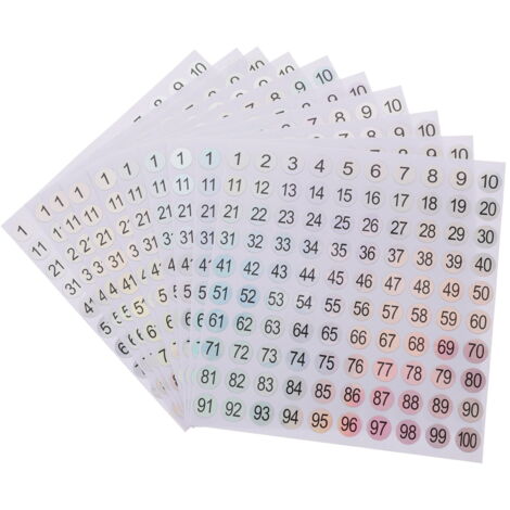 10 feuilles d'autocollants numériques Classification Étiquette ...