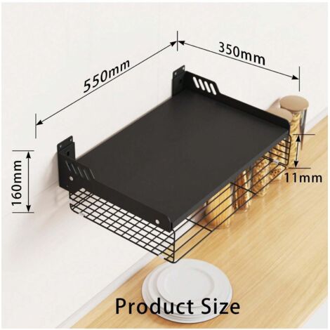 Étagère murale pour micro-ondes, support pour micro-ondes avec panier ...