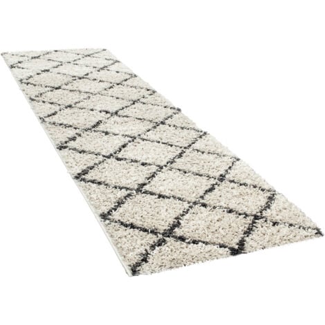 Paco Home Tapis Poils Longs, Shaggy Pour Salon, Design Scandinave Et Motif Losanges Beige 100x200 cm