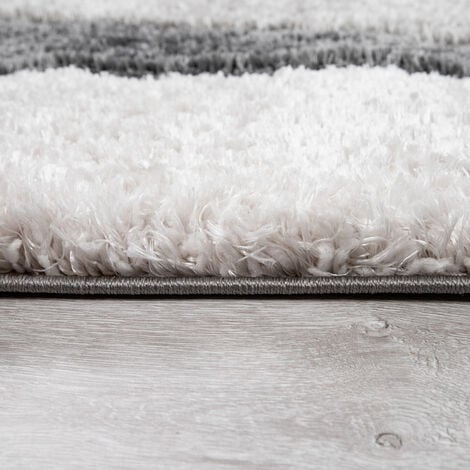 Paco Home Tapis Poils Longs Gris Salon Shaggy Doux Moelleux Design Vagues Robuste 60x100 cm