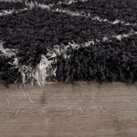 Paco Home Tapis Pour Salon, Tapis Poils Longs Look Scandinave, Losanges, Gris 80x150 cm