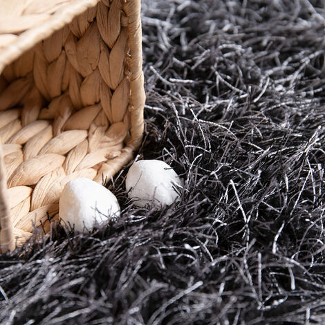 Paco Home Tapis Poils Longs Pour Salon, Shaggy Avec Fil Brillant, Gris Anthracite 120x160 cm