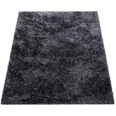 Paco Home Tapis Poils Longs Pour Salon, Shaggy Avec Fil Brillant, Gris Anthracite 60x100 cm