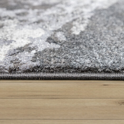 Paco Home Tapis De Salon Tapis Poils Ras Effet 3D Motif Pierre Abstrait Gris Anthracite 80x150 cm