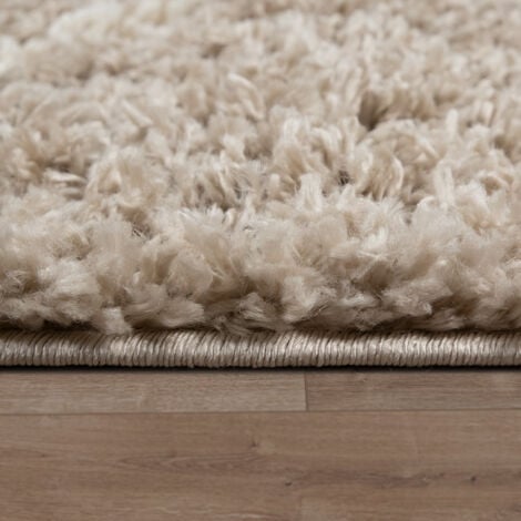 Paco Home Tapis Shaggy Tapis Rond Salon Moderne Tapis Poils Longs Scandinave Motif Diamant Beige ...