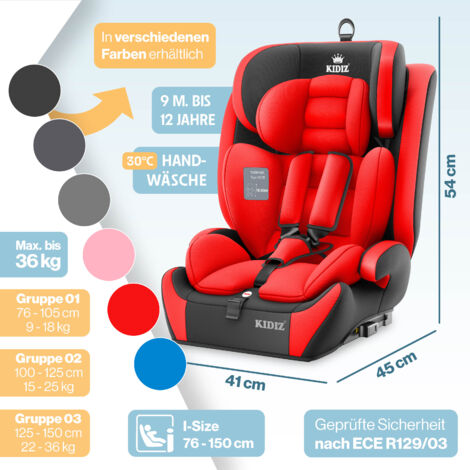 KIDIZ® Autokindersitz Premium Kinderautositz Gruppe 1+2+3, 9-36 kg 5 ...